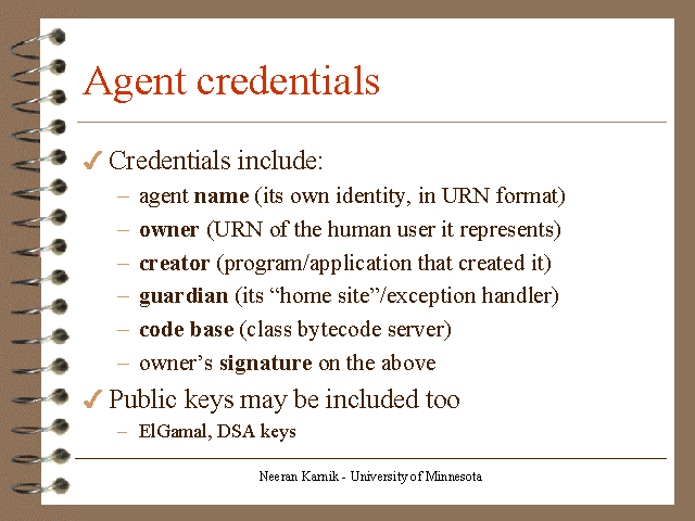 Agent credentials