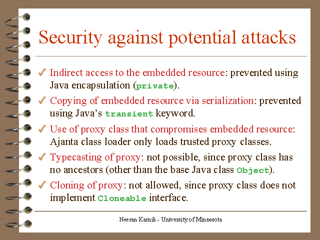 Security against potential attacks